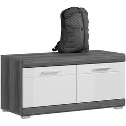 Sitzbank Inosign "SIENA, Breite 90 cm, 2 T&uuml;ren, 2 Einlegeb&ouml;den, 4 F&auml;cher", wei&szlig; (rauchsilber nb, wei&szlig; hochglanz), B:90cm H:44cm T:40cm, FSC-zertifizierter Holzwerkstoff, Sitzb&auml;nke, Sitzbank, Garderobenbank, Dielenbank, Bank, Flurbank, Kommode