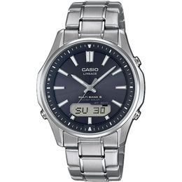 Funkchronograph CASIO FUNK "LCW-M100TSE-1AER", silber (titansilberfarben), Armbanduhren, Damen, Solaruhr, Armbanduhr, Herrenuhr, Funkuhr, Titanarmband, Weltzeit