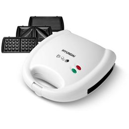 Hyundai 3-in-1-Sandwichmaker "SM627", wei&szlig;, B:9cm H:24,5cm T:23,5cm, Sandwichmaker, austauschbare Sandwich/Waffel/Panini Platten, Lichtsignalisierung