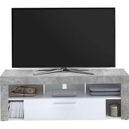 Lowboard FMD "VIBIO 1", grau (beton, optik, wei&szlig;), B:150cm H:53cm T:40cm, Holzwerkstoff, Melamin, Spanplatte, Sideboards, Lowboard
