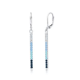 Paar Ohrh&auml;nger Elli "Stab lang mit 925 Silber, mit Kristallen von Swarovski", blau, Ohrringe, Damen, onesize,mit Steinen, Silber 925 (Sterlingsilber)