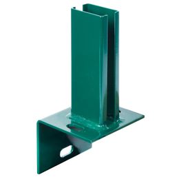 Pfostentr&auml;ger Alberts, gr&uuml;n, B:8,5cm, Stahl, Bodenanker, f&uuml;r Zaunpfosten 60x40 mm auf L-Randsteinen, Platte 94x100 mm