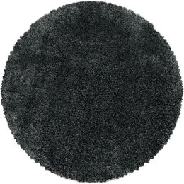 Hochflor-Teppich Ayyildiz Teppiche "FLUFFY 3500", grau, H:50mm &Oslash;:200cm, Polypropylen (PP), Teppiche, Langflor, Shaggy, uni, robust, auch rechteckig erh&auml;ltlich, Wohnzimmer