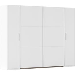 Schwebetürenschrank Rauch "Kleiderschrank Drehtürenschrank Schrank Garderobe KRONACH TOPSELLER", weiß (alpinweiß, griffleisten alu), B:268cm H:210cm T:59cm, Holzwerkstoff, Schränke, Schwebetürenschrank, mit Dreh- und Schwebetüren und vielen Einlegeböden MADE IN GERMANY, Topseller