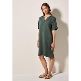Sommerkleid Cecil, Damen, Gr. XXL (46), US-Größen, grün (balmy khaki), Stoff, 55% Leinen, 45% Viskose, unifarben, comfort fit knielang, Rundhals, Bündchen, Kleider Sommerkleid