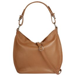 Shopper Samantha Look, Damen, Gr. B/H/T: 36cm x 30cm x 10cm onesize, braun (cognac), Leder, leicht glänzend, unifarben, Taschen Shopper, echt Leder, Made in Italy