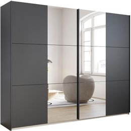 Schwebetürenschrank Rauch "Kleiderschrank Drehtürenschrank Schrank Garderobe KRONACH TOPSELLER", grau (graumetallic, griffleisten grau, 2 spiegel), B:261cm H:210cm T:59cm, Holzwerkstoff, Schränke, Schwebetürenschrank, mit Spiegel und viel Stauraum, Metallgriffleisten, MADE IN GERMANY