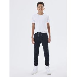 Trainingshose name it "NKMHONK BRU SWE PANT NOOS", Jungen, Gr. 134, N-Gr, schwarz, Web, Obermaterial: 95% Baumwolle, 5% Elasthan, unifarben, regular fit kn&ouml;chellang, Hosen Trainingshose