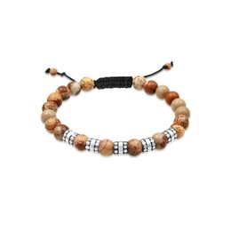 Armband Kuzzoi "Herren Achat Perlen Bead Jasper Look 925 Silber" Gr. 19, braun, Armbänder, Damen, 19cm, ohne Stein, Silber 925 (Sterlingsilber), Armband