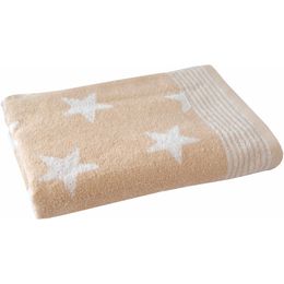 Badetuch Dyckhoff "Stars", beige (sand), B:70cm L:140cm, Walkfrottee, Obermaterial: 100% Baumwolle, Handt&uuml;cher, Badetuch, mit Sternen & Streifen