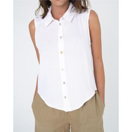 Klassische Bluse FRESHLIONS "Ruth", Damen, Gr. L, wei&szlig;, 100% Baumwolle, unifarben, normal, Blusen, im &auml;rmellosen Design