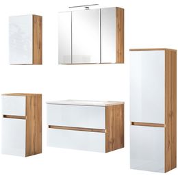 Badezimmer-Set Welltime "Horki", wei&szlig;, B:160cm H:200cm T:49cm, Kastenm&ouml;bel-Sets, bestehend aus Waschtisch-Set mit Midischrank, Breite 160 cm