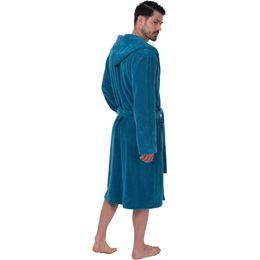 WEWO-Fashion Herrenbademantel WEWO FASHION "1106" Gr. S, blau (petrol), L:120cm, Velours, Hausm&auml;ntel, kuschelig leicht