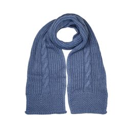 Wollschal "Zopf", Damen, blau, Polyacryl, Collezione Alessandro, unifarben, Basic, Modetücher, Made in Italy, warm