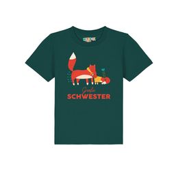Watabout.kids Shirt 'Fuchs Gro&szlig;e Schwester' girl Green size 134/146