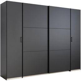 Schwebetürenschrank Rauch "Kleiderschrank Drehtürenschrank Schrank Garderobe KRONACH TOPSELLER", grau (graumetallic, griffleisten graumetallic), B:268cm H:210cm T:59cm, Holzwerkstoff, Schränke, Schwebetürenschrank, mit Dreh- und Schwebetüren und vielen Einlegeböden MADE IN GERMANY, Topseller
