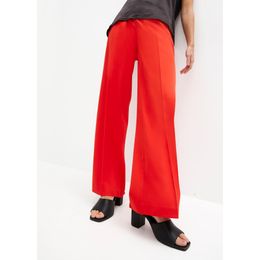 Marlene-Hose bonprix "Marlenehose", Damen, Gr. 40, N-Gr, rot (erdbeere), Obermaterial: 95% Polyester, 5% Elasthan, loose fit, Hosen, Marlenehose