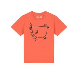 watabout.kids T-Shirt 'Le Poulet - Das Huhn' Jungen Größe 122/128 orange / schwarz