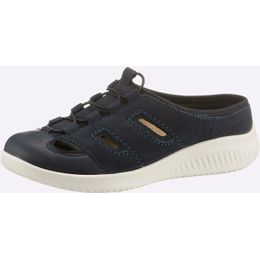 Pantolette Jomos, Damen, Gr. 40, blau (marine), Glattleder, Veloursleder, Schuhe Pantolette