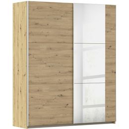 Schwebetürenschrank Rauch "Kleiderschrank Drehtürenschrank Schrank Garderobe KRONACH TOPSELLER", braun (eiche artisan, griffleisten alu, 1 spiegel), B:175cm H:210cm T:59cm, Holzwerkstoff, Schränke, Schwebetürenschrank, mit Spiegel und viel Stauraum, Metallgriffleisten, MADE IN GERMANY