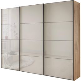 Schwebet&uuml;renschrank Wiemann "Phoenix, Made in Germany, modernes Design, Highlight, Blickfang", bianco, eiche, nachbildung, B:246cm H:217cm T:67cm, Schr&auml;nke, Schwebet&uuml;renschrank, maximaler Staurraum, inkl.Einlegeb&ouml;den, W&auml;scheb&ouml;den u. D&auml;mpfer