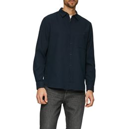 Langarmhemd s.Oliver, Herren, Gr. L, N-Gr, blau (navy), Web, Obermaterial: 100% Baumwolle, unifarben, regular fit taillenbedeckt, Manschette, Hemden, mit Brusttasche