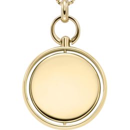 Kette mit Anh&auml;nger Fossil "Schmuck Geschenk Edelstahl Halskette Heritage Legacy Charm", gold (gelbgoldfarben), Halsketten, Damen, Edelstahl, L: 86 B: 1,2mm, B:1,2mm