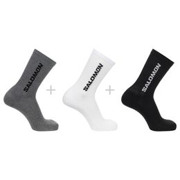 Sportsocken Salomon "EVERYDAY CREW 3-PACK", Herren, Gr. S (36/38), weiß (schwarz, weiß, med grau melange), Obermaterial: 70% Baumwolle, 27% Polyamid, 3% Elasthan, Socken Sportsocken