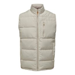 Only & Sons Steppweste ONLY & SONS "ONSJAKE QUILTED VEST OTW", Herren, Gr. L, silber (silber lining), Web, Obermaterial: 100% Polyester, unifarben, regular fit normal, Westen Steppweste