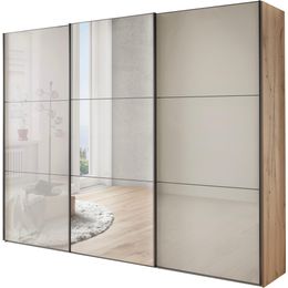 Schwebet&uuml;renschrank Wiemann "Phoenix, Made in Germany, modernes Design, Highlight, Blickfang", bianco, eiche, nachbildung, B:246cm H:217cm T:67cm, Schr&auml;nke, Schwebet&uuml;renschrank, maximaler Staurraum, inkl.Einlegeb&ouml;den, W&auml;scheb&ouml;den u. D&auml;mpfer