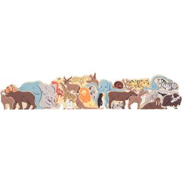 Konturenpuzzle Small Foot "Buchstabenpuzzle Tiere", bunt, Puzzles, JungenB:13cm T:64cm, Holz, Metall, B:13cm T:64cm