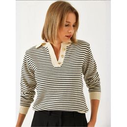Bianco Lucci Pullover Damen Gr&ouml;&szlig;e S/L ecru / schwarz