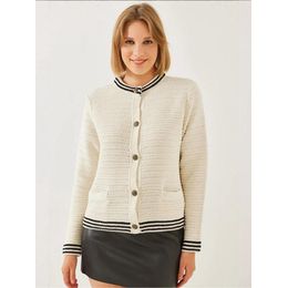 Bianco Lucci Strickjacke Damen Gr&ouml;&szlig;e S/L ecru / schwarz