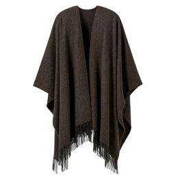 XXL-Schal "Italia", Damen, braun, Baumwolle, Collezione Alessandro, unifarben, Basic, Modet&uuml;cher, Made in Italy, mit Fransen