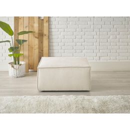 Hocker OTTO HOME "FINNLEY, Polsterhocker in Boucl&eacute;, Struktur fein u. Mega Cord verf&uuml;gbar", beige (creme), B:80cm H:42cm T:80cm, Bezugstoff 100% PES ;Atmungsaktives Gewebe ;Easy Clean ;Gramatur 340g/qm +/- 5%, Hocker, Hocker, passend zum Loveseat der Serie Finnley