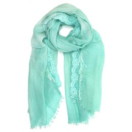 Modeschal "Elsa", Damen, gr&uuml;n, Viskose, Collezione Alessandro, unifarben, Basic, Modet&uuml;cher, aus Naturmaterial, mit Spitze