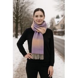 Wollschal "Melbalila", Damen, lila, Baumwolle, Collezione Alessandro, gestreift, Basic, Modet&uuml;cher, in hellem lila und pfirsich, Made in Italy