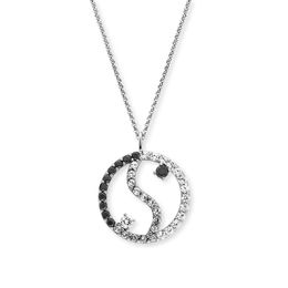 Kette mit Anhänger Engelsrufer "Yin Yang Balance", silber (silberfarben, kristallweiß, dunkelgrau, schwarz), Halsketten, Damen, Silber 925 (Sterlingsilber), L: 50 B: 1,42mm, Made in Germany - mit Zirkonia (synth.), B:1,42mm