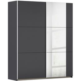 Schwebetürenschrank Rauch "Kleiderschrank Drehtürenschrank Schrank Garderobe KRONACH TOPSELLER", grau (graumetallic, griffleisten alu, 1 spiegel), B:175cm H:210cm T:59cm, Holzwerkstoff, Schränke, Schwebetürenschrank, mit Spiegel und viel Stauraum, Metallgriffleisten, MADE IN GERMANY