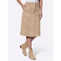 Lederimitatrock Inspirationen, Damen, Gr. 54, beige, 90% Polyester, 10% Elasthan, unifarben, wadenlang, Röcke