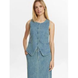 N&uuml;mph N&Uuml;MPH Damen Kurzweste "N&uuml;mph Vest NUALETTA"medunkel blau washed denim, Gr. 34, Obermaterial: 75% Baumwolle, 23% Polyester, 2% Elasthan, Westen
