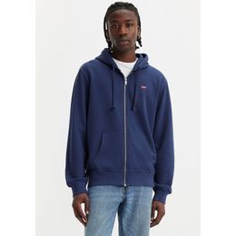 Levi's Kapuzensweatjacke LEVI'S "NEW ORIGINAL ZIP UP", Jungen, Gr. XL, blau (naval academy), Sweatware, Obermaterial: 100% Baumwolle, bestickt, unifarben, normal h&uuml;ftbedeckend, Rundhals, Flachstrickb&uuml;ndchen, Sweatjacken, mit Logo-Stickerei und K&auml;ngurutasche