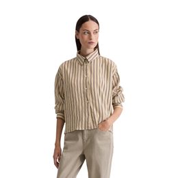 Marc O'Polo Langarmbluse MARC O'POLO "aus LENZING&trade; ECOVERO&trade;", Damen, Gr. 40, medium beige, Obermaterial: 83% Viskose, 17% Polyamid, gestreift, regular fit bauchfrei, Manschette, Blusen