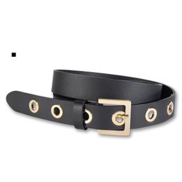 Lederg&uuml;rtel Silbergift "Lederg&uuml;rtel mit eckiger Goldschlie&szlig;e & gro&szlig;en Metall&ouml;sen", Damen, Gr. 90, schwarz, Rindsleder, G&uuml;rtel Lederg&uuml;rtel