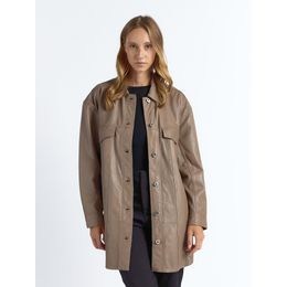 Langjacke Maze "4202126", Damen, Gr. L, grau (taupe), Obermaterial: 100% Lammleder; &Auml;rmelfutter: 100% Polyester, ohne B&uuml;ndchen, Jacken Langjacke