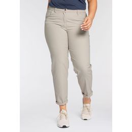 Chinohose KjBRAND "Betty Chino", Damen, Gr. 42 (21), K-Gr, beige, Web, Obermaterial: 60% Baumwolle, 37% Polyamid, 3% Elasthan, bequem kn&ouml;chellang, Hosen Chinohose, mit Komfortbund