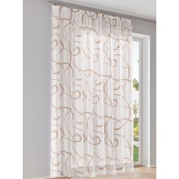 Gardine HEINE HOME Gr. 1, wei&szlig;, taupe, B:270cm H:145cm, Polyester, Gardinen, Gardine