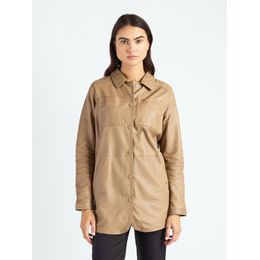 Langjacke Maze "42020135", Damen, Gr. L, grau (taupe), Obermaterial: 100% Lammleder; Futter: 100% Polyester, Jacken Langjacke
