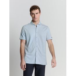 Langarmhemd NO EXCESS "NO EXCESS Jersey-Hemd", Herren, Gr. L, Normalgr&ouml;&szlig;en, blau (hellblau), 60% Viskose, 35% Nylon, 5% Elasthan, regular fit, Hemden