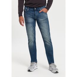 Straight-Jeans Bruno Banani "Dylan", Herren, Gr. 29, L&auml;nge 32, blau, Obermaterial: 98% Baumwolle, 2% Elasthan, Basic, normal lang, Jeans Straight-Jeans, gerade Beinform, Used-Waschung, niedrige Leibh&ouml;he